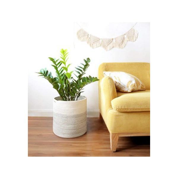 プランターバスケット コットンロープ Cream White/Blackおしゃれなプランターをお部屋の素敵なアクセントにMkono Cotton Rope Plant Basket Modern Indoor Planter Up to 1...