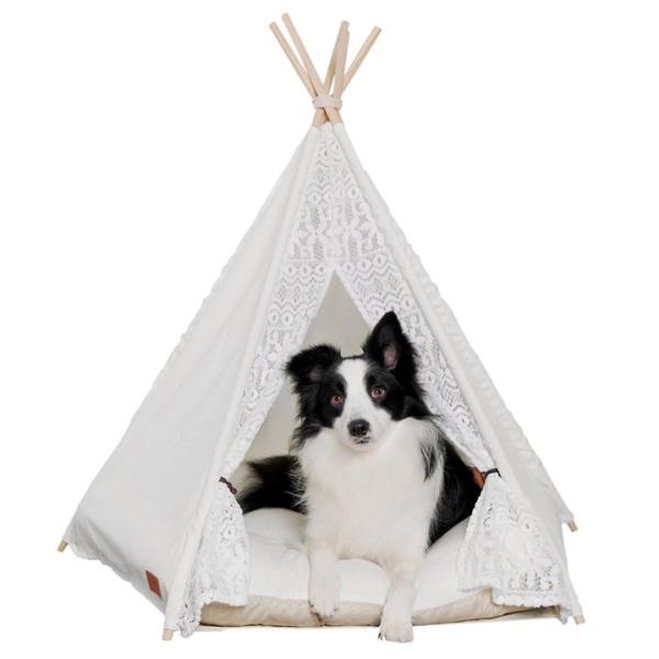 アメリカ発 little dove Pet Teepee Dog(Puppy) &amp; Cat Bed - Portable Pet Tents &amp; Houses for Dog(Puppy) &amp; Cat Lace St...