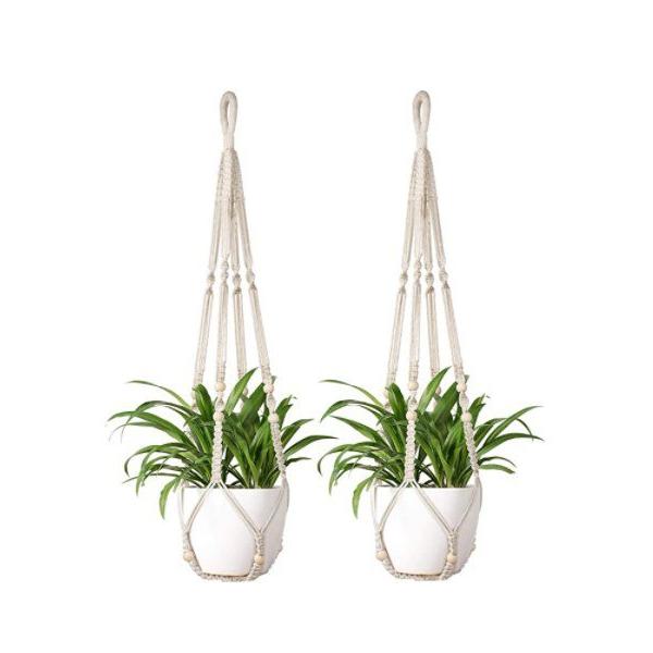 ハンギングプランターバスケット ネット 2個セット Ivory 88.9cmおしゃれなプランターをお部屋の素敵なアクセントにMkono Macrame Plant Hangers Indoor Hanging Planter Basket ...