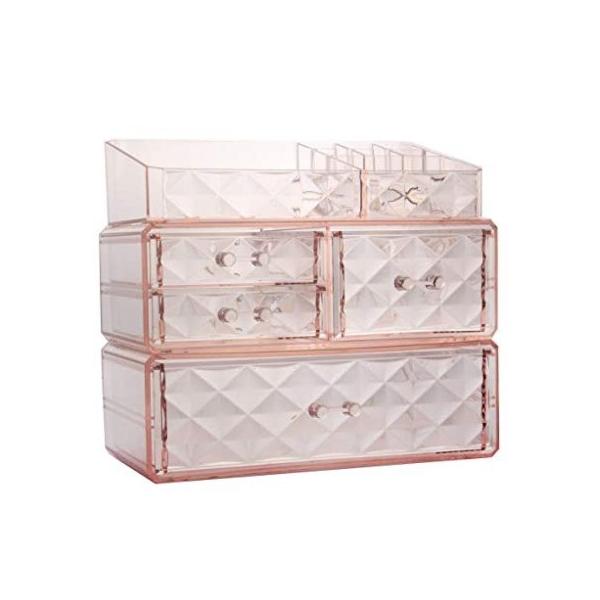 メイクオーガナイザー アクリル メイクボックス 引き出し多目的に愛用できるシンプルなデザインのメイクボックスMakeup Organizer Acrylic Cosmetic Storage Drawers and Jewelry Disp...