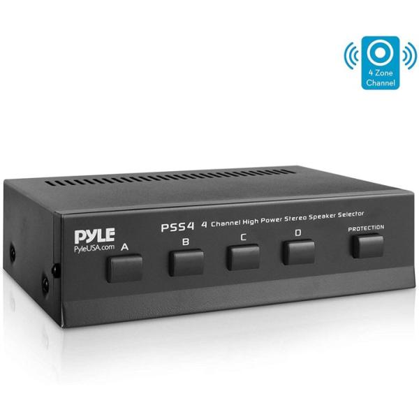 パイルPyleマルチチャンネルハイパワーステレオアンプ 4ゾーンチャンネルスピーカーアイテムナンバー：PSS4サイズ：16×42.9×7.6cmこのスピーカーセレクターボックスは最大8大の異なるステレオスピーカーで音声をプレイすることができ...