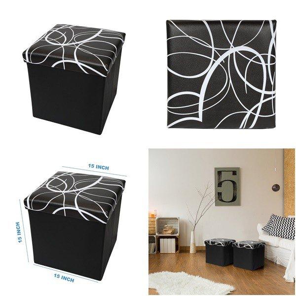アメリカ発 Otto &amp; Ben 15" Storage Ottoman with Memory Foam Seat, Folding Small Square Foot Rest Stools Table Ottomans Ben...