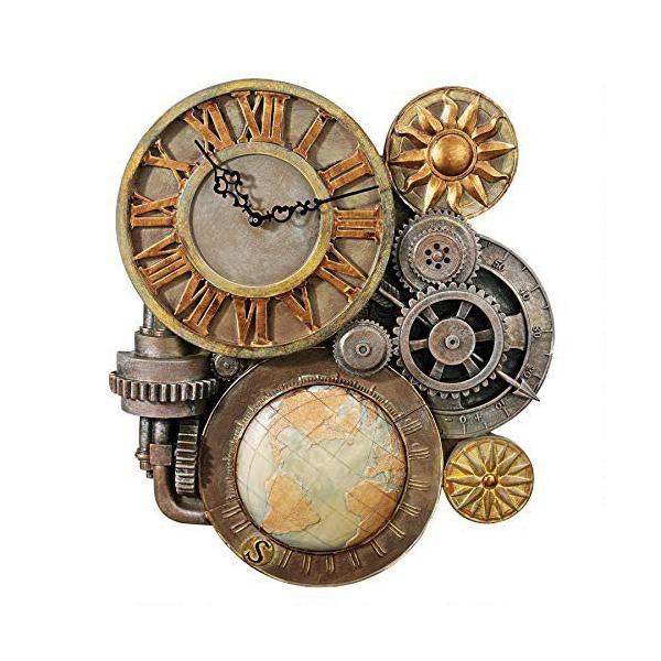 デザイントスカーノ Design Toscano 壁掛け時計 スチーム パンク 彫刻 歯車 ミディアム17インチ ポリレジン フルカラー スチームパンクが好きな方 アンティーク/レトロな時計 Mサイズ スチームパンク グッズ インテリア 時...