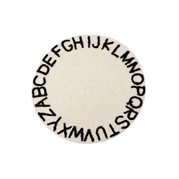 ラグ ABC アルファベット キッズ カーペット Round White/Blackおしゃれなエリアラグでお部屋の雰囲気を一気に明るくスタイリッシュに。Round Kids Playroom ABC Rug - Baby Alphabet ...
