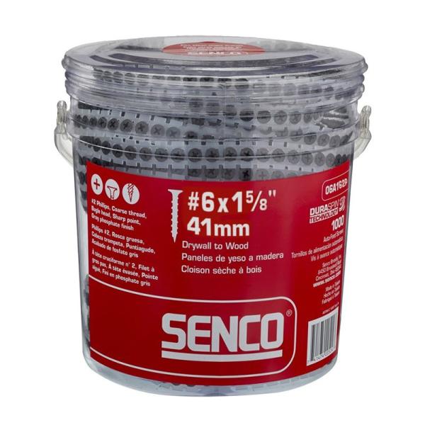 センコー Sencoセンコー Senco 06A162P DuraSpin ナンバー 6 1-5/8インチ ドライウォール ウッド スクリュー 1000個入便利なハンドル付きの持ち運びが容易な浴槽に梱包されており、1箱あたり合計50本および...