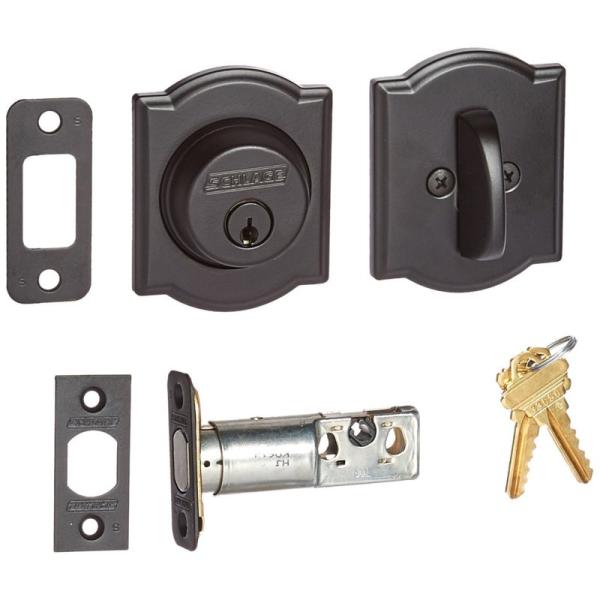 Schlage Lock ロック 鍵 セット B60CAM622 シリーズ デッドボルト キャメロット ローズ シングル シリンダー 単気筒デッドボルトBシリーズのデッドボルトW Camelotローズ四角形、円形、またはドライブインラッチラ...