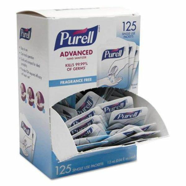 PURELL 使い切り除菌ジェル　個包装タイプ!! 持ち運び便利!! 業務用、ご自宅用、販促品に。 ピュレル アドバンスハンドサニタイザージェル 1.2ml 125個 PURELL、除菌ジェル サイズ：46.3×26.3×19cm 貴方を守...