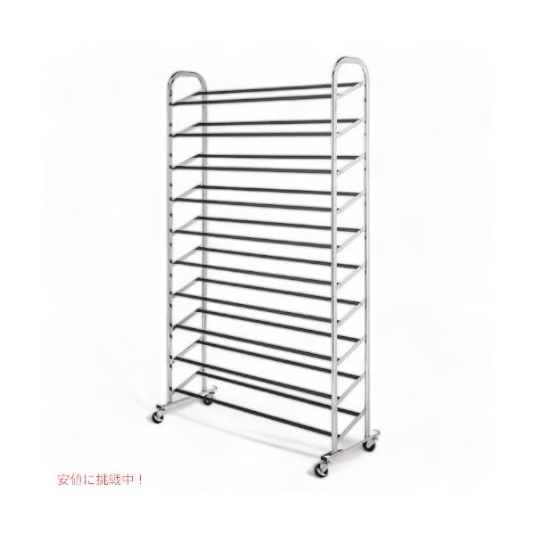 Whitmor 6060-3510 Chrome Supreme 50 Pair Shoe Rack キャスター付き 靴 ラック