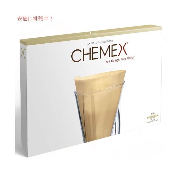 Chemex（ケメックス）ボンデッドフィルター アンフォールド ナチュラル ハーフムーン型 100枚入り コーヒーフィルター FP-2N Bonded Filter - Natural Half Moon