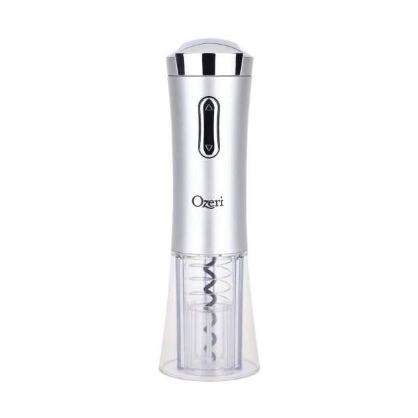 Ozeri ボトルオープナーキット 電動式 ワイン コルク コルクスクリュー フォイルカッター付き自立で垂直に立たせることのできるヨーロッパ風の湾曲したデザインが特徴取り外し可能な蓋はフォイルカッターとして利用できます。1回の充電で最大40...