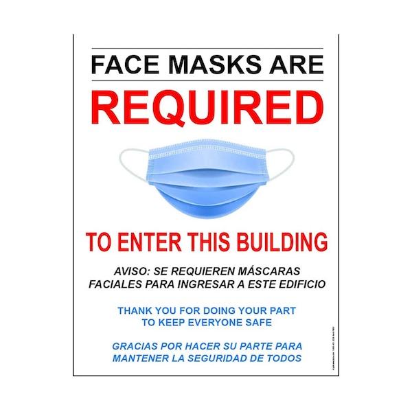 ビル内 マスク着用必須 サインポスター 10枚 NapTags 22x28センチ・10枚パック・ビル内マスク着用必須 (FACE MASKS ARE REQUIRED TO ENTER THIS BUILDING) のサインポスター（英語・...