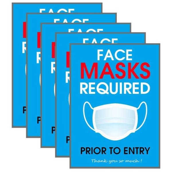 入室前 マスク着用必須 サインステッカー 5枚パック Acessorz 17x24センチ・5枚パック・マスク着用必須(FACE MASKS REQUIRED)のサインステッカー・ウォータープルーフコーティングされた耐久性の高いステッカー・貼...