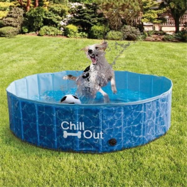 アウトドア 折りたたみ式 ペットプール ブルー ALL FOR PAWS、犬 ペット用 バスタブサイズ：119.3x 119.3x 30cmペット用、折りたたみ式スイミングプール。Mサイズ。ペットのお風呂や、アウトドアプール、小さなお子様用...