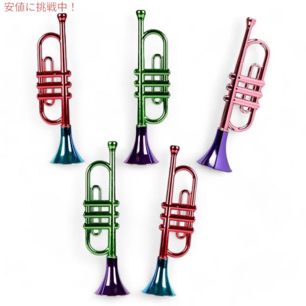 33cm（13inch）の長さのおもちゃのトランペット5本セット。スポーツイベントやパーティー、または音楽への興味を育てるのに最適です。また、お誕生日やクリスマスなどのプレゼントにもオススメです。・注目を集めるメタリックカラーでメロディーを...