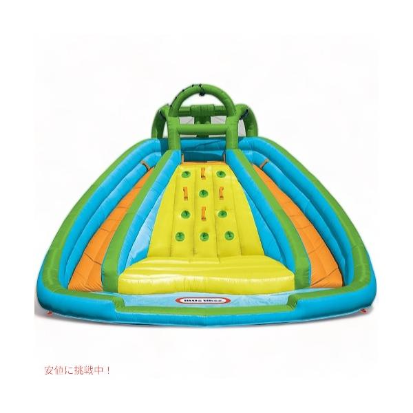2つのスライド、クライミングウォール、スプラッシュプールを備えたウォータースライダープールです。 ・最大子供数は4人で、合計最大重量制限は350ポンド（約158.8kg）です。・サプライズダンプバケツが、中央のインフレータブル ロックウォー...