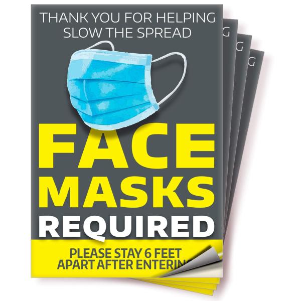 iSYFIX マスク必須＆ソーシャルディスタンシング（身体的距離の確保）のお願い サインステッカー 4枚 18x25cm・4枚パック・マスク着用必須と室内ソーシャルディスタンシング（身体的距離の確保）のお願い のサインステッカー・英語表記 ...