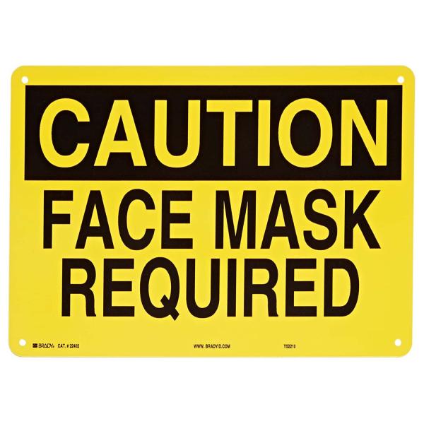 Brady マスク着用必須のお願い プラスチックサインプレート 22402 25x36cm・マスク着用必須 (CAUTION FACE MASK REQUIRED) のサインプレート・英語表記・丈夫なプラスチック製・インドア/アウトドア両方...