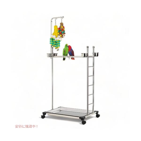 高品質の材料： プレミアムステンレス鋼、パウダーコーティングされた金属で構築され、この鳥のプレイスタンドは、長年にわたって楽しませてあなたの羽の友人を維持し、長寿命で頑丈で安定しています。ステンレス鋼深いエンボスステーションの棒は、スチール...