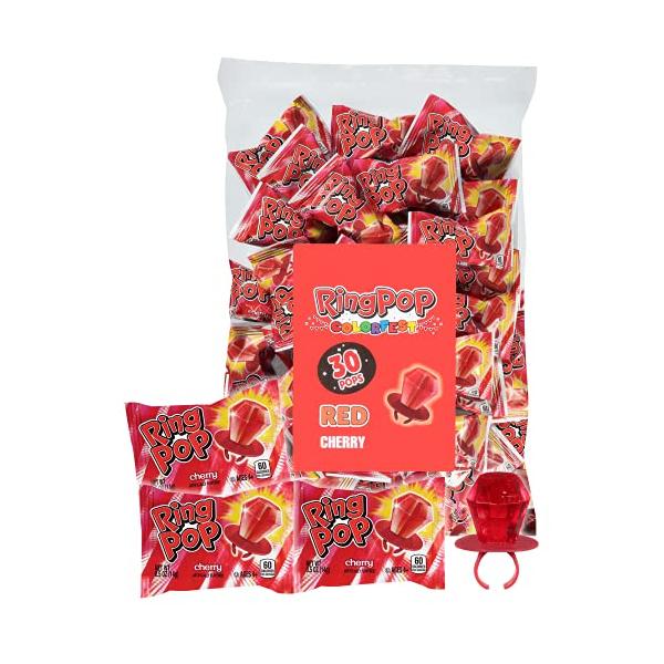 アメリカ発! 自分用としても、お友達にギフトでプレゼントしても◎のアメリカのお菓子♪♪バラエティに富んだスナックコレクションを随時追加中ですRing Pop Red Cherry 30ct Bulk Lollipop Easter Pack...