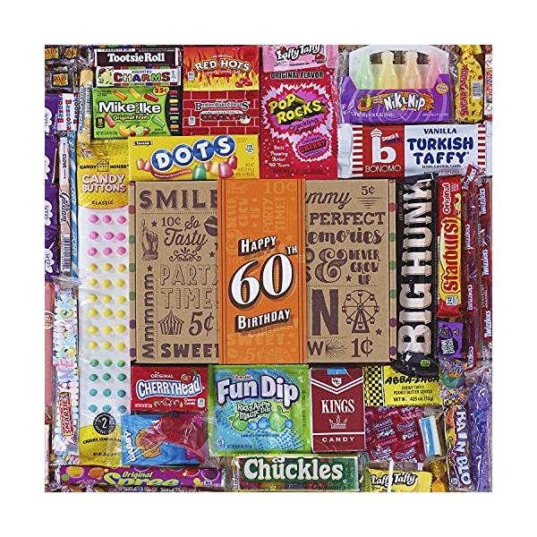 アメリカ発! 自分用としても、お友達にギフトでプレゼントしても◎のアメリカのお菓子♪♪バラエティに富んだスナックコレクションを随時追加中ですVINTAGE CANDY CO. 60TH BIRTHDAY RETRO CANDY GIFT B...