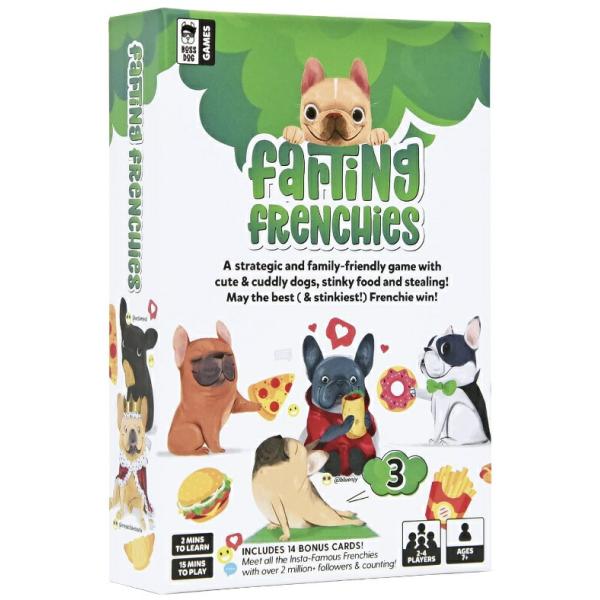 「Farting Frenchies」は、笑いと戦略的な要素が詰まったエキサイティングなカードゲームです。プレイヤーはお互いのフランス人のドッグカードを集め、餌を与えたり盗んだりすることができます。戦略的に小さな友達を育て、トップドッグの称...