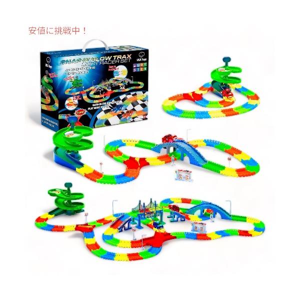 USA Toyz グローレーストラック 暗闇で光るフレキシブルレインボーレーストラックセット CF1302 SNAP N' GLOW TRAX・組み立て可能なレースカートラックセットで、お好みのレースカートラックがデザインできます。・暗闇で...