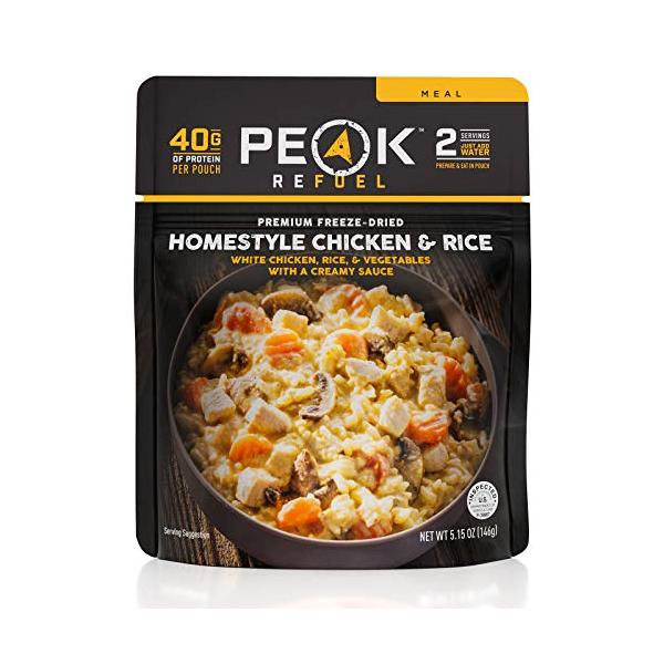 Peak Refuelは、フリーズドライの前に食事を調理および準備する独自のプロセスにより、家庭で調理された食事のように食べられます。水を入れるだけ！ほとんどの食事の準備に必要な水は 10.5 オンス以下です。フリーズドライは、他の加熱乾燥...