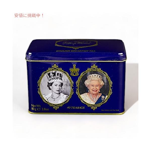 エリザベス2世女王の記念のティー缶。特製イングリッシュ ブレックファースト ティーバッグ 40 個入り。フルボディで、ミルクと一緒に飲むと、朝の元気をすのに最適なブレンドです。簡単に開くことができるヒンジ付きの蓋が付いており、お茶を新鮮に保...