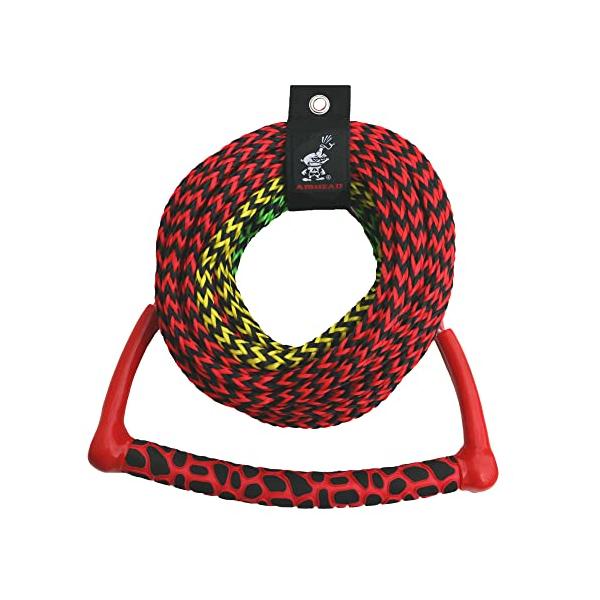 筋肉のを最小限に、長時間過ごすために水上スキーロープが必要ですか? Airhead 3 セクション ラジアス ハンドル水上スキー ロープは、17 度、半径 13 インチのアルミニウム コア ハンドルを備えており、より自然なグリップを可能にし...