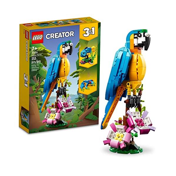 お子様は、この素晴らしいレゴ クリエイター 3 in 1 組み立ておもちゃセットで、3 つの異なるエキゾチックなおもちゃの動物のフィギュアを組み立てることを選択できます。カラフルなオウムのおもちゃが特徴で、木の枝に座ったまま体を完全に回転さ...