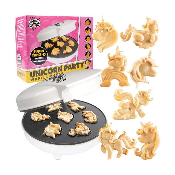 ユニコーンパーティー電気ワッフルメーカー-7つのユニークで愛らしいユニコーン動物の形をしたワッフルまたはパンケーキを数分で作ろう！ノンスティックパンケーキメーカー-虹と雲のデザインのさまざまな3Dユニコーンが特徴です。※アメリカ流通製品とな...