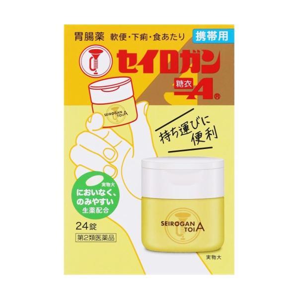 特 徴胃腸薬　セイロガン糖衣Ａは、100年以上前から使用されている正露丸の姉妹品で、ご家庭にて服用されている常備薬です。生薬である主成分の日本薬局方（日局） 木(もく)クレオソートは腸の運動を止めることなく、腸内の水分バランスを調整し、おな...