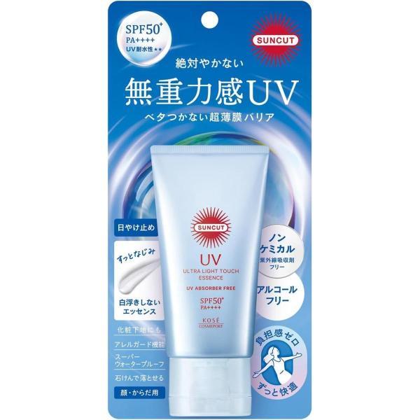名称コーセーコスメポート サンカットR 無重力感UV エッセンス 50g内容量50g使用方法・用法及び使用上の注意・充分な量を肌にムラなくなじませます。・使用量が少ないと、充分な日やけ止め効果が得られません。・ぬれた肌にお使いになる場合は、...