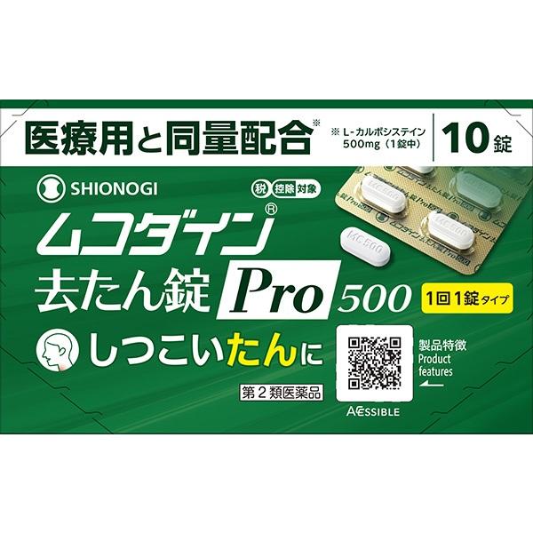 ムコダイン去たん錠Pro500はL-カルボシステインの作用により、たんの切れをよくする去たん薬です。