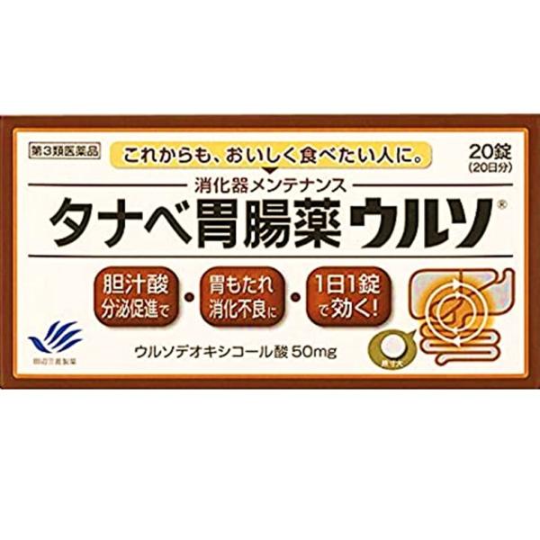 タナベ胃腸薬ウルソは、「脂肪による胃もたれ、消化不良」に効くウルソデオキシコール酸（UDCA）が、肝臓に直接作用し、胆汁酸の分泌を促進することで、膵液の分泌を促進、胃排出を促進、膵リパーゼを活性化させ、脂肪による胃もたれ、消化不良を改善しま...