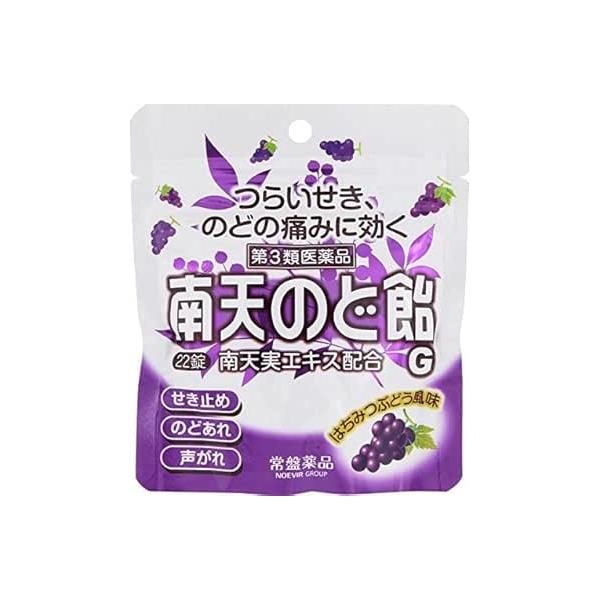 特長「トキワ南天喉飴G」は古くからせきやのどのあれなどに効果のある煎じ薬として用いられていた「南天」の実を有効成分とした、はちみつぶどう風味のドロップタイプのせき止め薬です。つらいせき、のどの痛みに効果をあらわします。