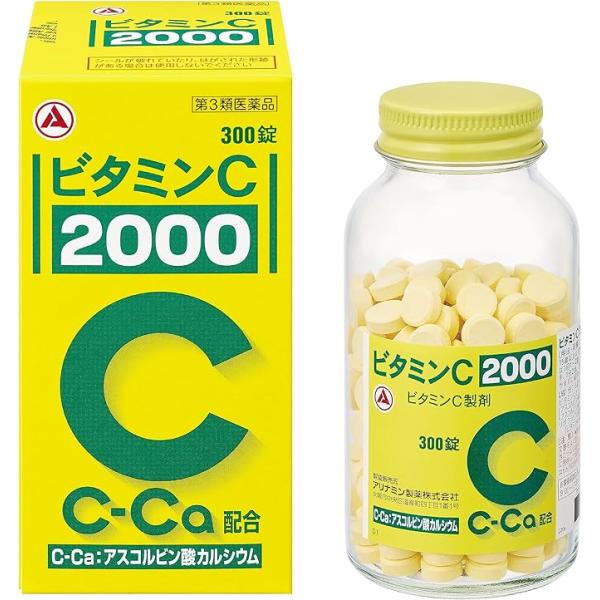 特徴ビタミンC（アスコルビン酸）とビタミンCのカルシウム塩（アスコルビン酸カルシウム）にビタミンB2を配合したビタミンC製剤です。6錠（15歳以上の1日最大服用量）中にビタミンC2,000mg、カルシウム68mgを含みます。ナトリウムを含ま...