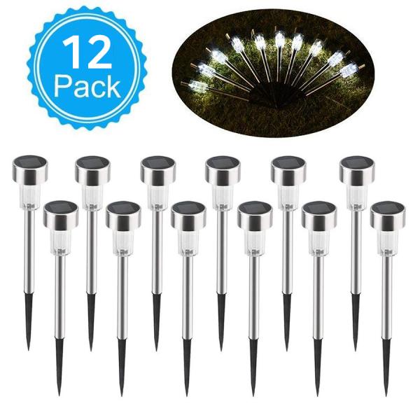 ■商品名：LEDソーラーガーデンライト■サイズ：5.5*5.5*36.5 cm / 単個重量：80g                ■充電方法：ソーラー充電（電池有り）■材質：ステンレス鋼＆ABS / カラー：ステンレスス鋼■防水等級：IP...