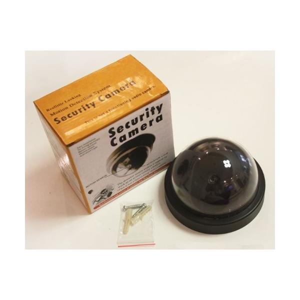 【商品名】ダミーカメラ 屋外用 ドーム型【サイズ】 直径 11.7cm × 高さ 7.6cm 【重さ】(約)95g【付属物】 取り付け用ネジ2本【赤色LED】 単三乾電池2本使用。約1.5秒間隔で点灯します。・玄関の壁などに、付属のネジで取...