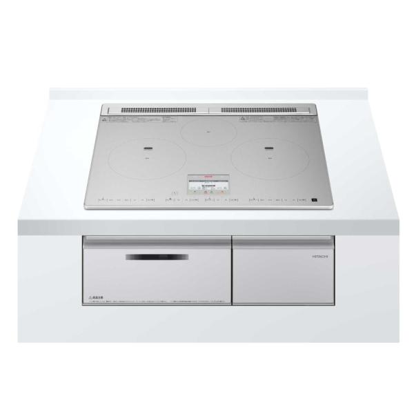 日立 IH 3口 幅60cm レンジフード連動 ビルトインIHクッキングヒーター HT-N8ASTF シルバー HITACHI