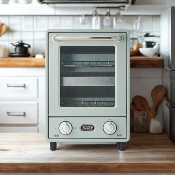 Toffy オーブントースター ペールアクア  K-TS4-PA  おしゃれ オーブン トースター 小型 火力調節機能 タイマー機能付き 2段 電気トースター 二枚焼き アルミトレイ 2枚 家電 コンパクト 一人暮らし 縦型 ラドンナ 新生...