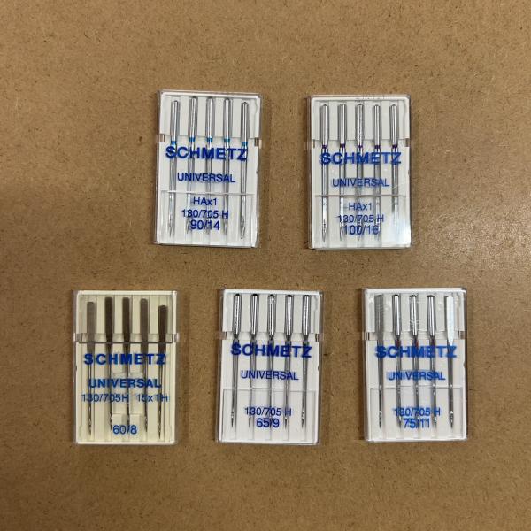 ドイツ製　シュメッツ針（SCHMETZ)家庭用ミシン用の直線縫い用ミシン針（標準タイプ）です。針の太さは#８、９、１１、１４、１６番がございます。お使いの生地に合わせてお選びください。ケース記載番号130/705H入数:5本ミシンの機種によ...