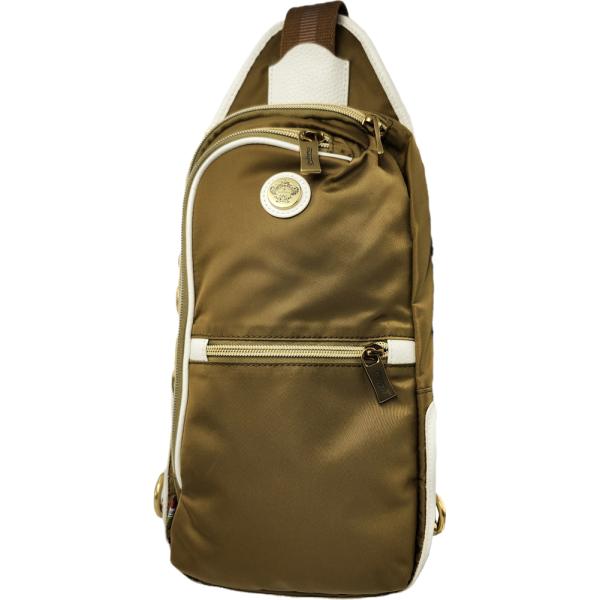 全長 タテ39cmxヨコ18cmxマチ6.5cmカラー:オリーブ付属品：タグ状態：新品未使用品、保管上のスレ等はご了承ください。生産販売終了カラー左右兼用で使用できる機能的なボディバッグ。左右両方にポケットは内装仕切りが収納量に応じてスライ...