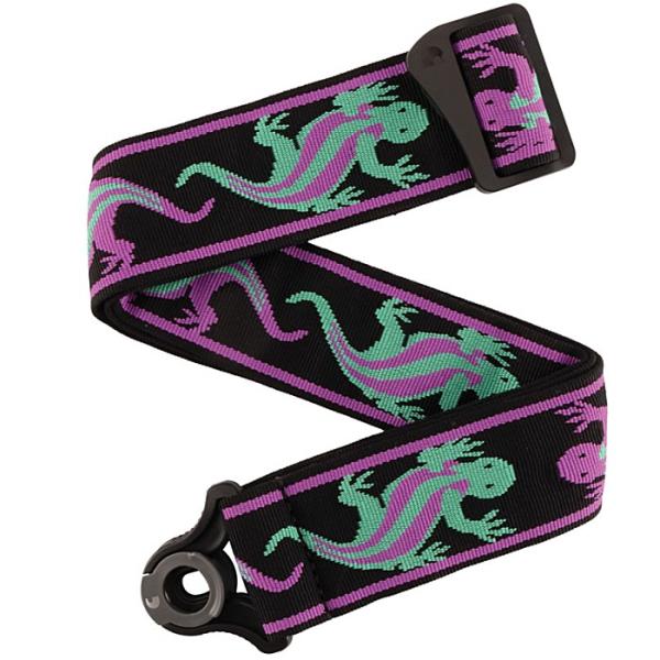 Auto Lock Guitar Strapは、ストラップ本体にロック機構が組み込まれた画期的なデザインのストラップです。ストラップエンド部分をギターやベースのエンドピンにスライドし装着するだけのシンプルかつ取り付け簡単な設計。スプリングが...