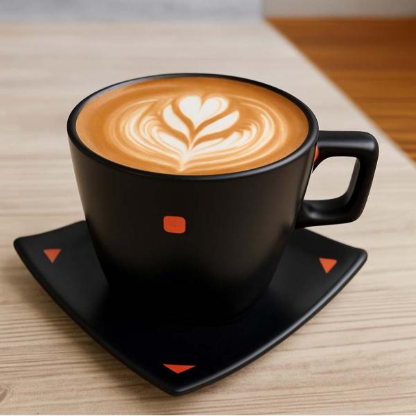 マットなブラックに赤い差し色がアクセントとなった、おしゃれなコーヒー碗皿です。お気に入りの美味しいコーヒーをちょっと飲むのに適したデミタスサイズのカップと、デスクの上でも場所をとらないコンパクトなソーサーのセットです。普段使いにも、おもてな...