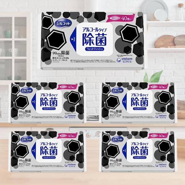 商品名：シルコットウェット99.99％ 除菌詰替 40枚身のまわりをしっかり除菌テーブルやキッチンのお掃除に＊全ての菌を除菌するわけではありません。アルコール配合でしっかり除菌薬液をたっぷりしみこませた「厚手メッシュシート」で菌と汚れをしっ...