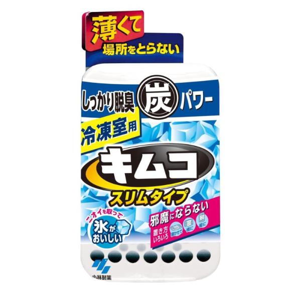 キムコスリムタイプ 冷凍室用炭のパワーで冷蔵庫内のイヤな臭いを強力脱臭！・薄さわずか18mmのスリムタイプで邪魔にならない・スリムでも炭ゼリー＋炭シートのダブルの力で強力脱臭スリムなのに効果は5〜6ヶ月持続・小さくなり、取替え時期がわかりや...