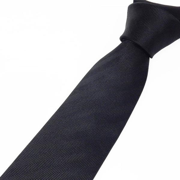 西陣織　フォーマルネクタイ◇黒◇杉綾◆シルク100％◇日本製◆礼装◆告別式・葬式　メール便可