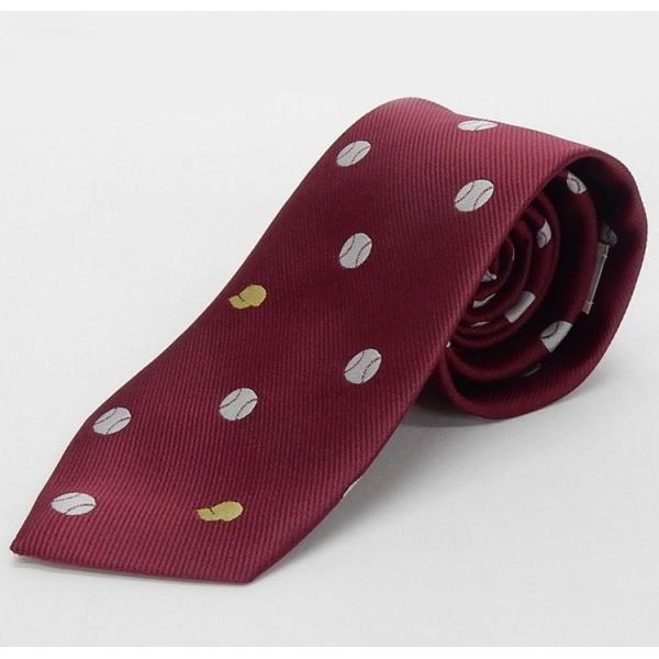 日本生地　日本縫製　スポーツ ネクタイ　部活　サークル メンズ 紳士 ボール グッズ 応援 おもしろい ベースボール 高校野球　草野球 監督　卒団 プレゼント 先生 顧問