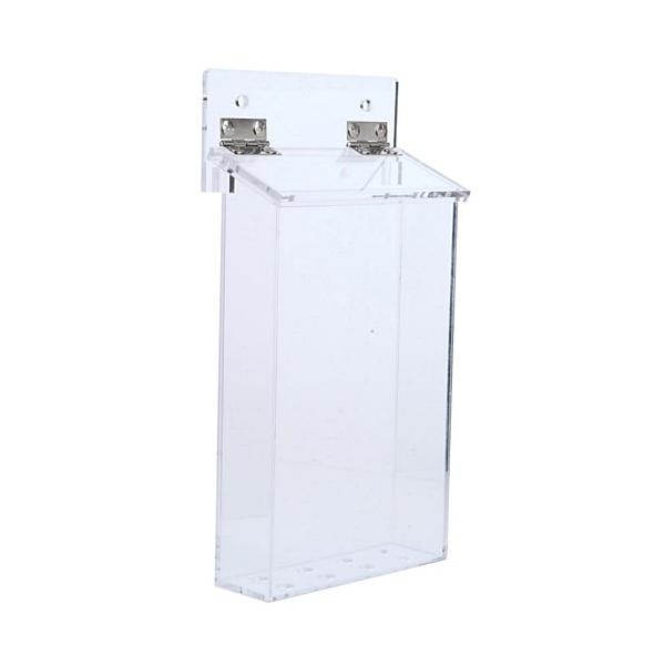 新しく設計した薄型のスマートタイプ。 Ａ４三つ折りのチラシが入ります。 蝶番が金属で丈夫。強度が必要な背面個所はアクリル4mm。蓋に雨水が垂れて中に入らない加工がしてあります。本体サイズ：高300mm×幅150mm×奥行50mm差込用紙サイ...